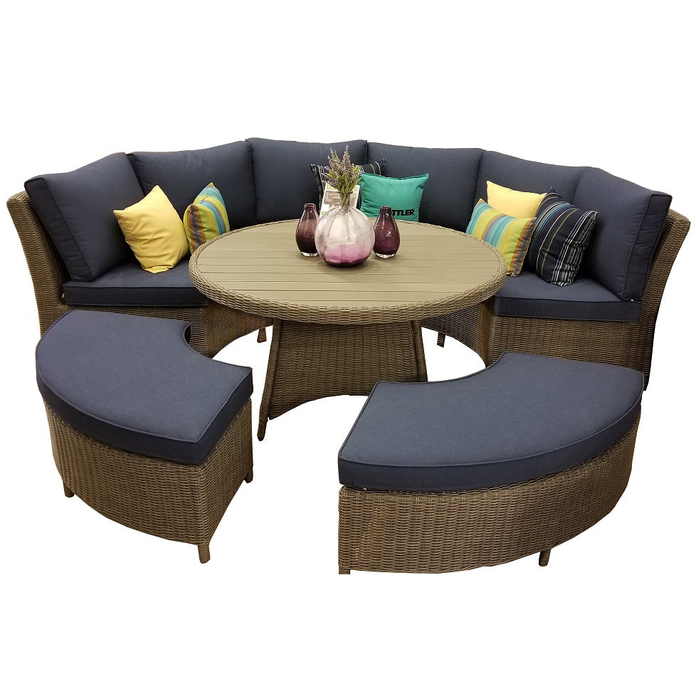 Curved rattan bench store
